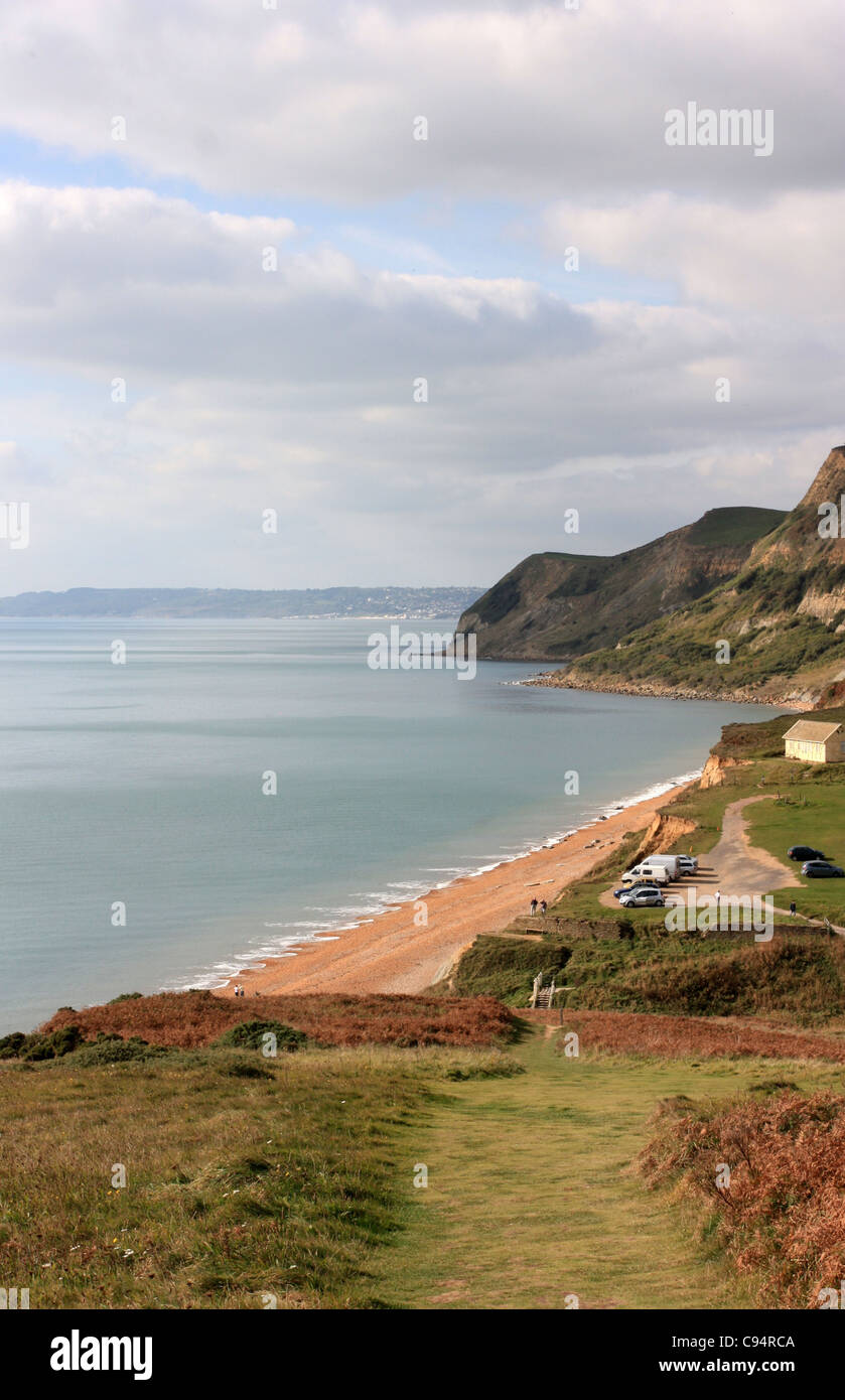 Coastal Footpath and Eype Beach in Dorset Stock Photo - Alamy