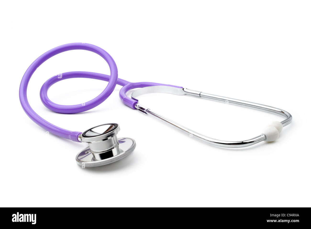 Single purple stethoscope, isolated on a white background Stock Photo ...