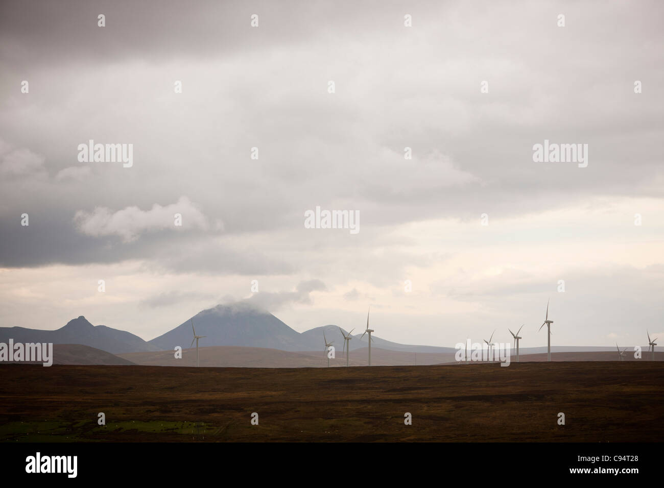 A wind farm in the Flow country of Sutherland, south of Thurso in ...
