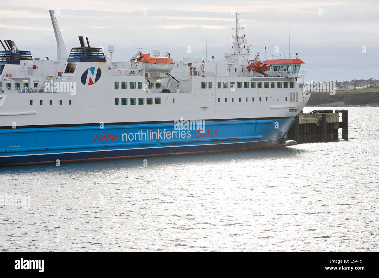 A Northlink ferry in Scrabster harbour on Scotlands north coast that ...