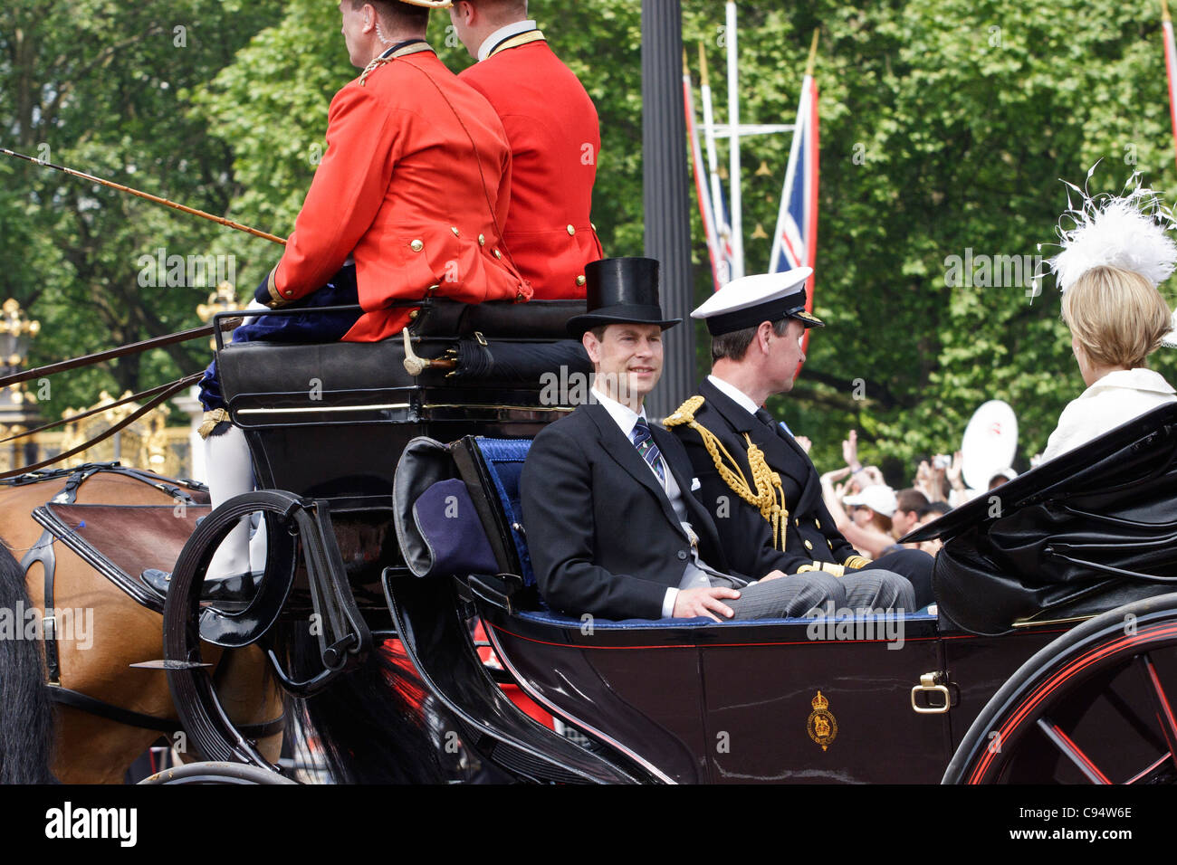 Prince Edward traveling by horse carriage during the Trooping the ...