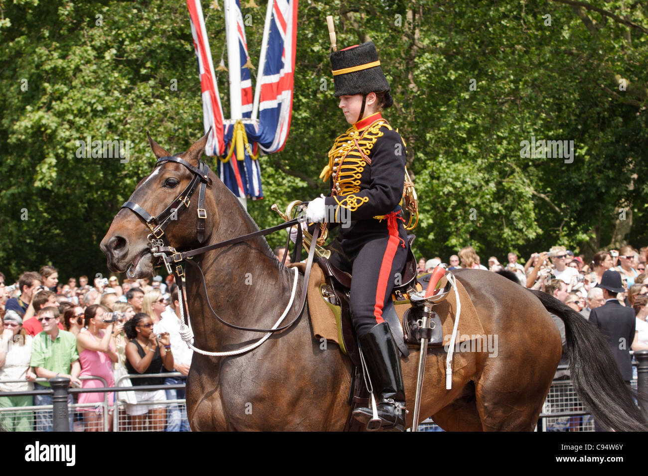 Mounted King's Troop officer at the Trooping the Colour, London, United ...