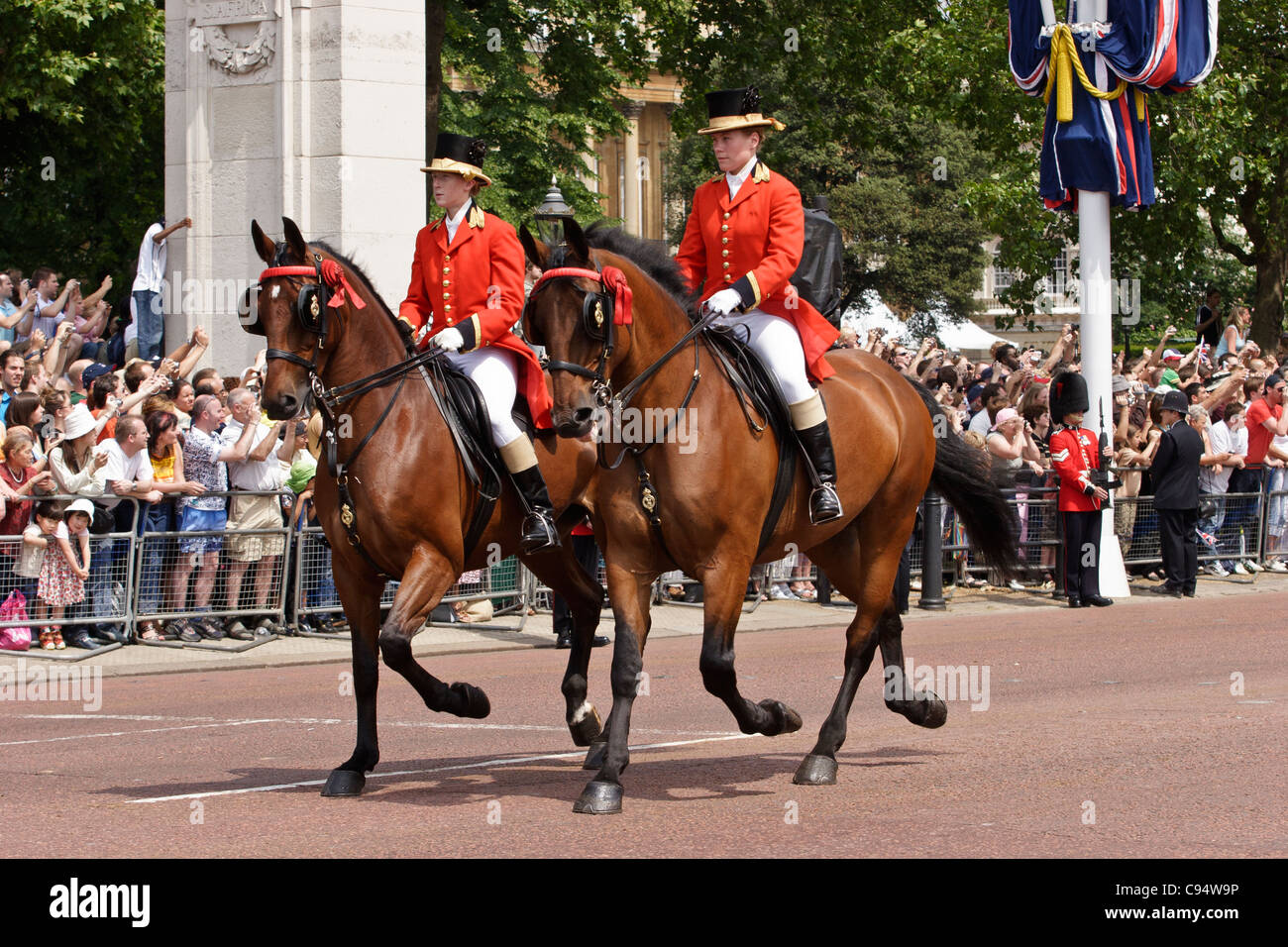 Mounted red coats riders at the Trooping the Colour, London, United ...