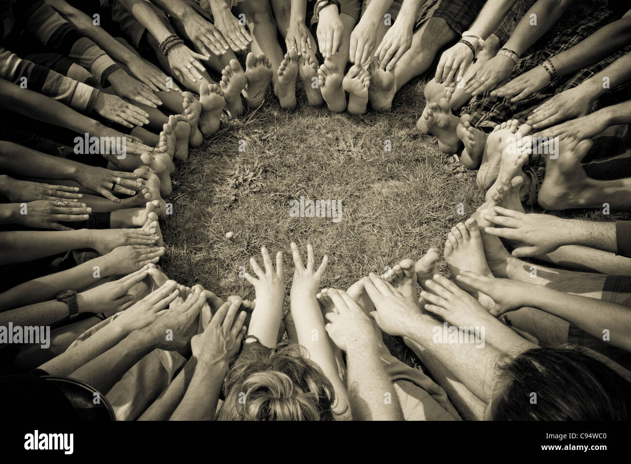 Lots of feet in a circle hi-res stock photography and images - Alamy
