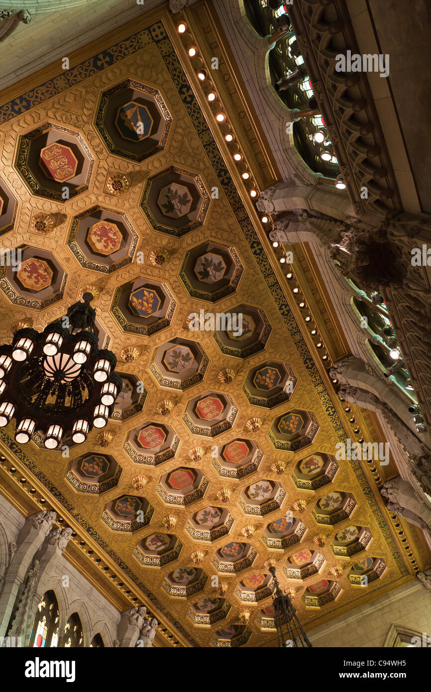 Senate Chamber Carved Ceiling. The intricately carved ceiling of Canada ...