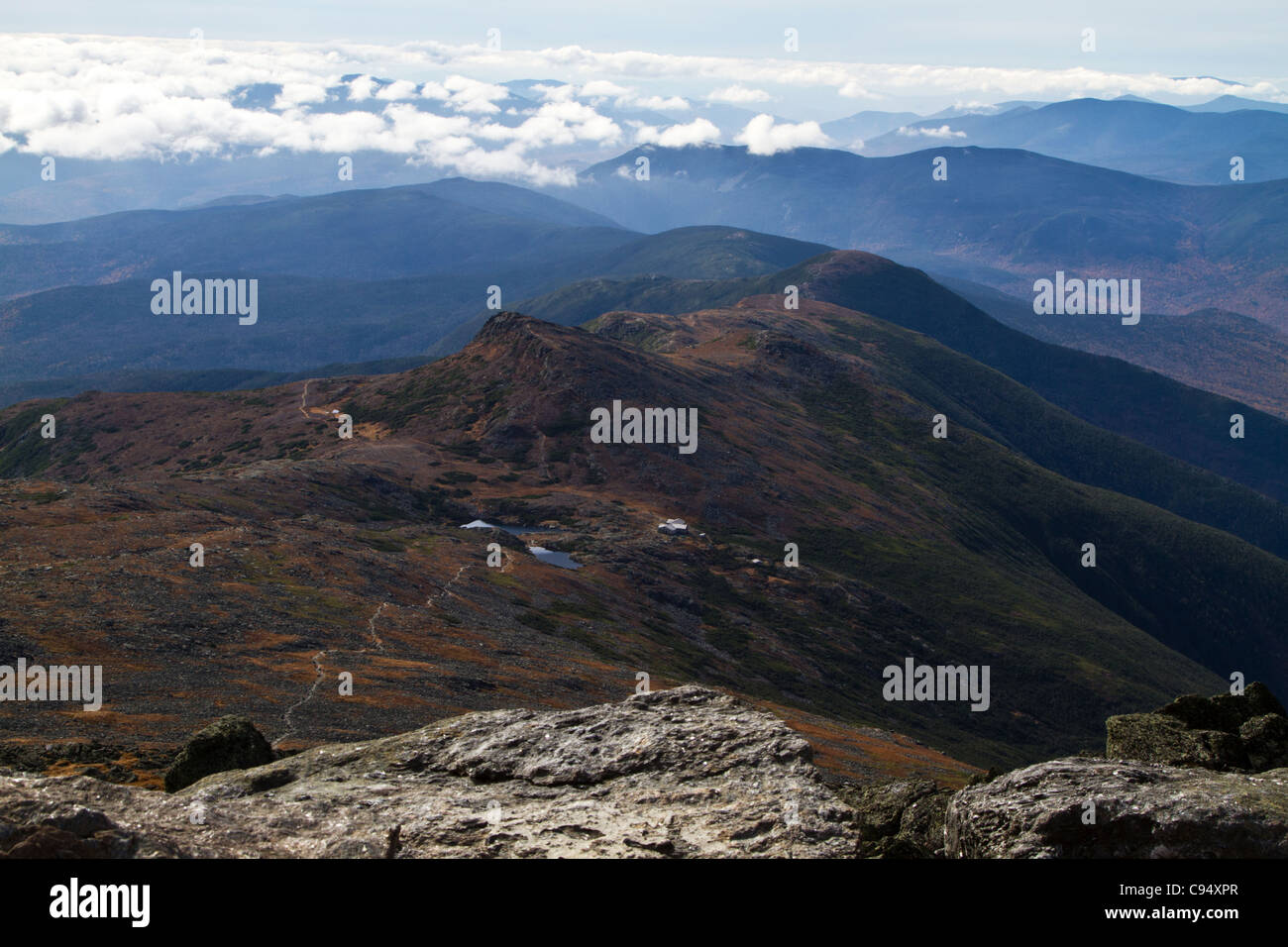 The view from the peak of Mount Washington, New Hampshire, the highest ...