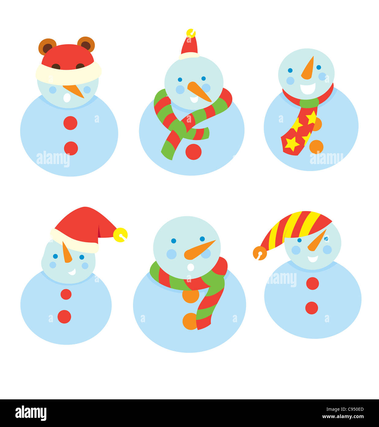A group of snowman in various expression and characters Stock Photo - Alamy