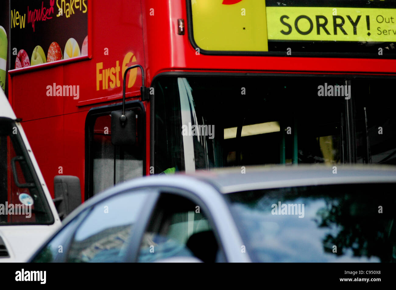 London red bus out of service Stock Photo - Alamy