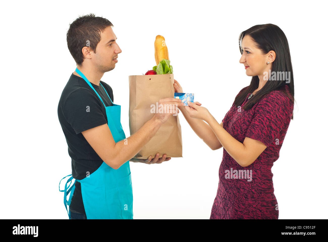 Male cashier grocery bag Cut Out Stock Images & Pictures - Alamy