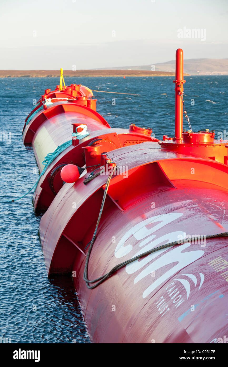 A Pelamis P2 wave energy generator on the dockside at Lyness on Hoy ...