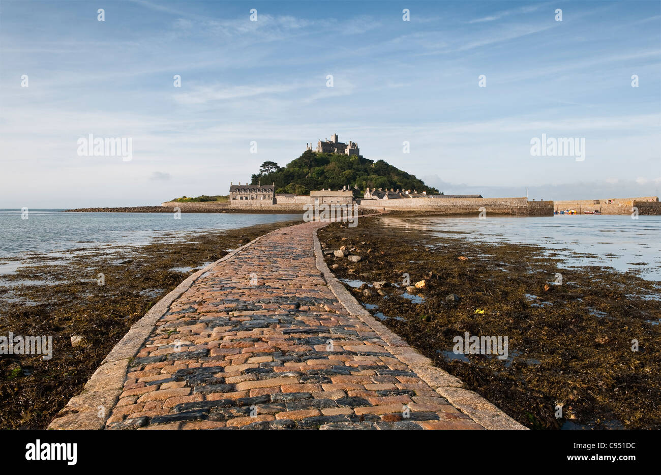 St Michael's Mount, Marazion, Penzance, Cornwall, UK. The causeway at ...