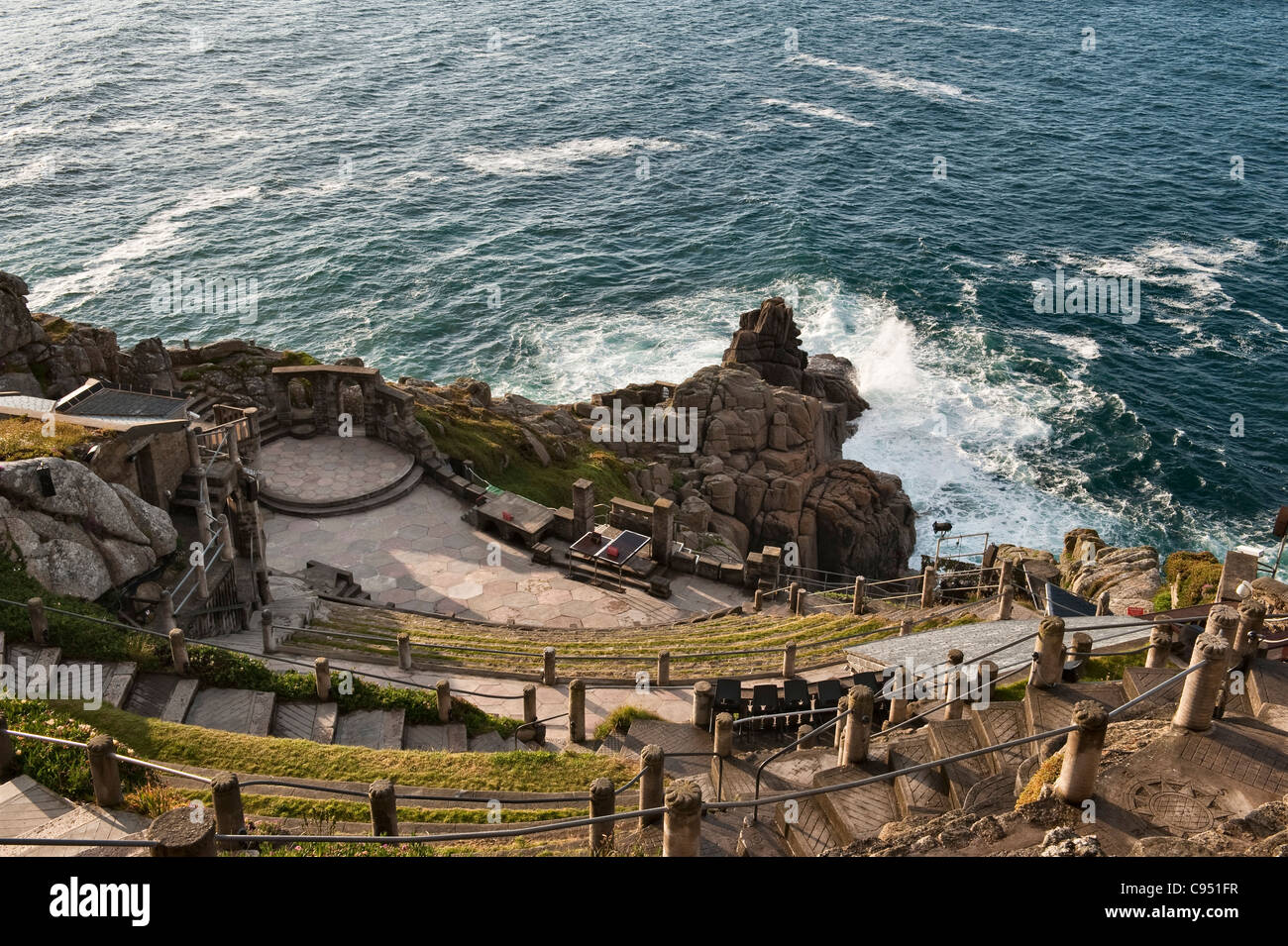 The Minack Theatre, Porthcurno, Cornwall, UK. A famous open air theatre ...