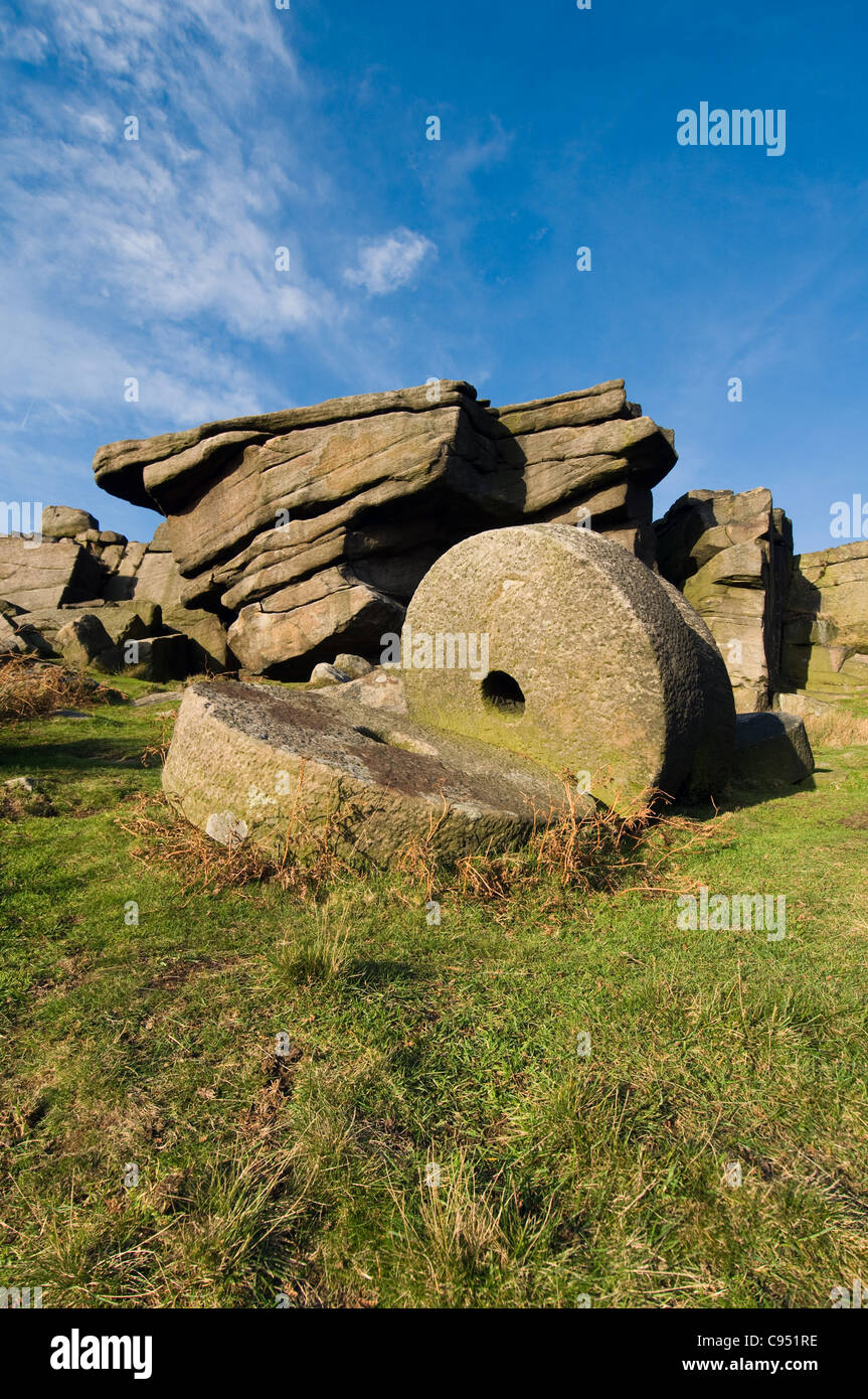 Millstones at Stanage Edge Gritstone Rocks in the Peak District ...