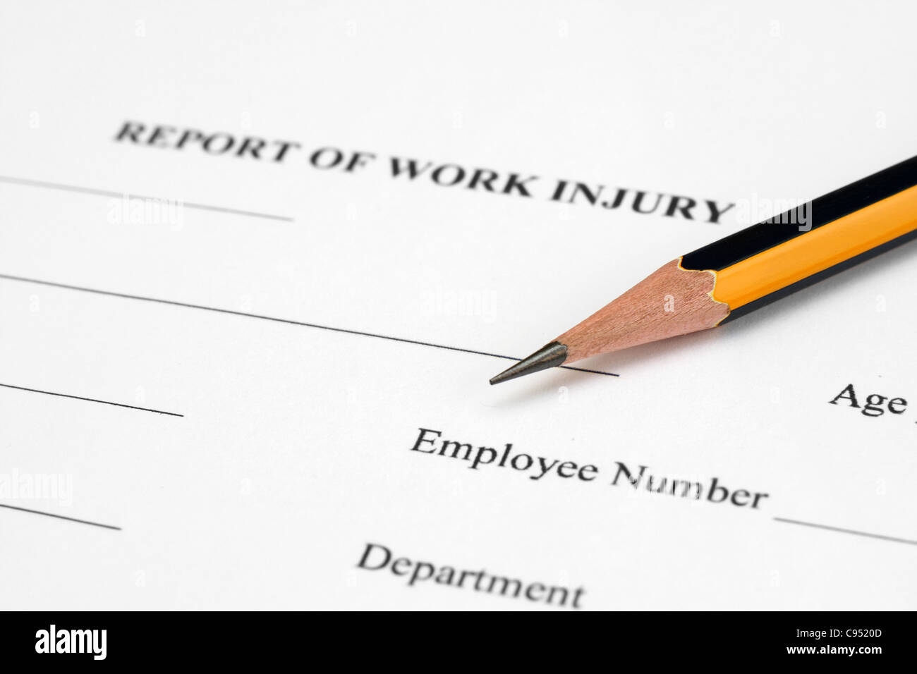 Work injury form Stock Photo - Alamy
