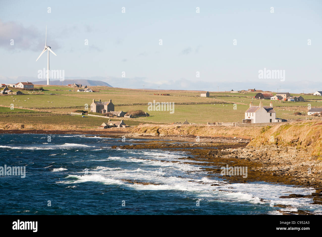 An Enercon 2.3 MW wind turbine on Flotta in the Orkney isles, Scotland ...