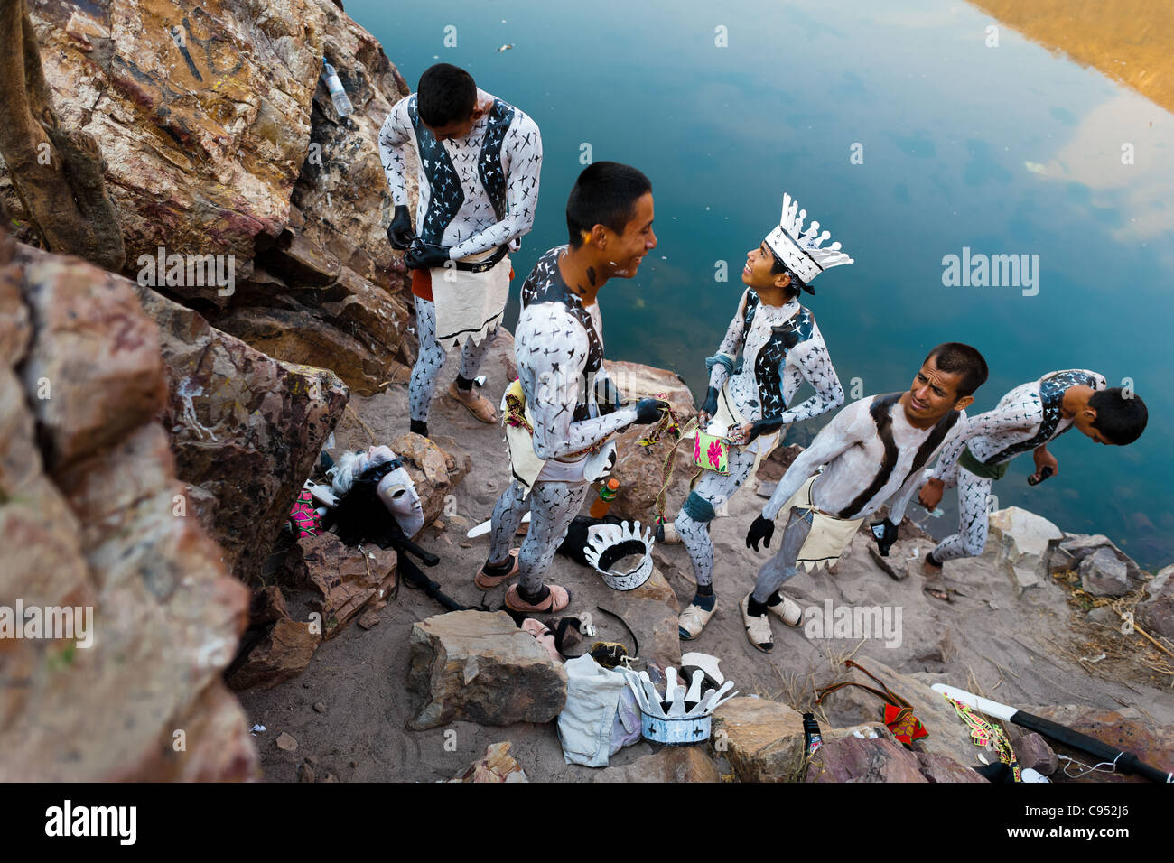 Cora Indian boys prepare themselves for the sacred ritual ceremony of ...