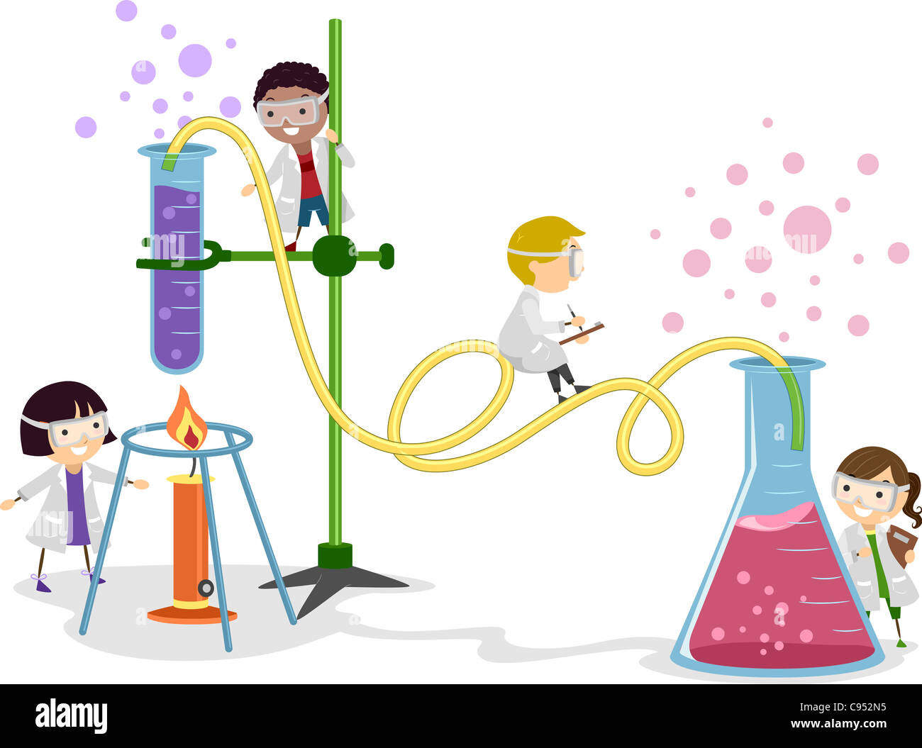 Illustration of Kids Playing in a Laboratory Stock Photo - Alamy