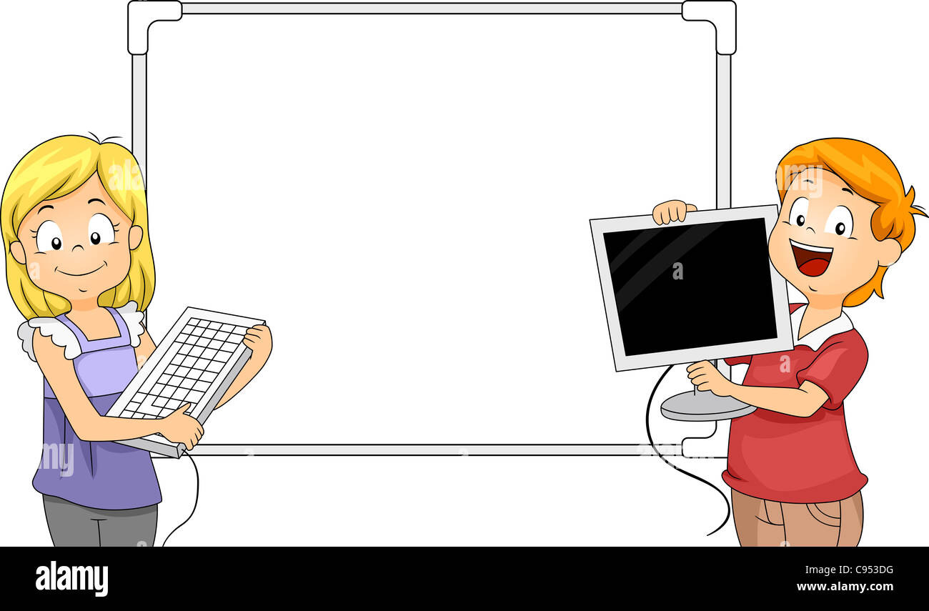 Illustration of Kids Talking About Computers Stock Photo - Alamy