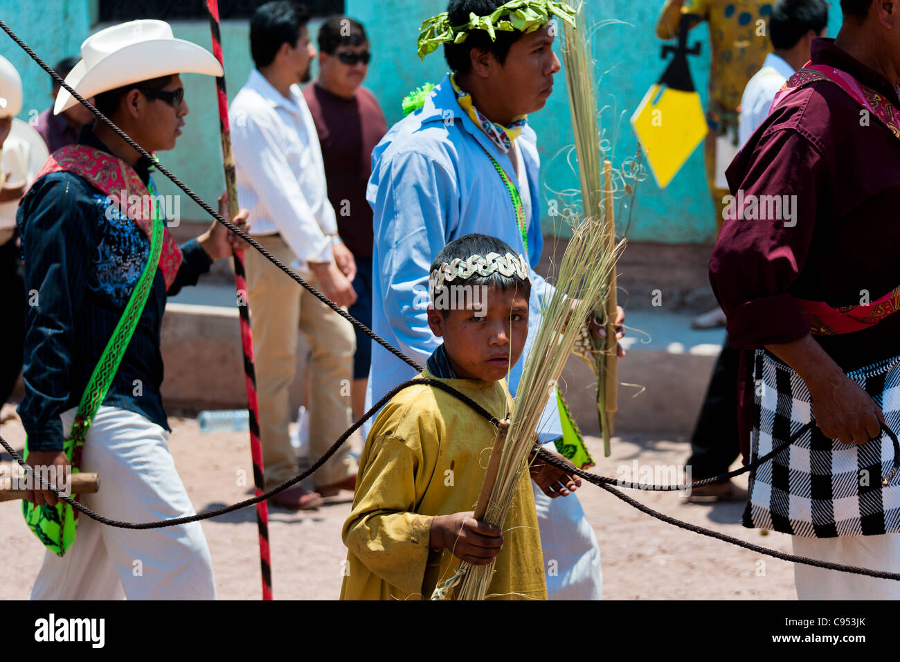 A Cora Indian boy performs “Cristo Nino” during the religious ritual ...