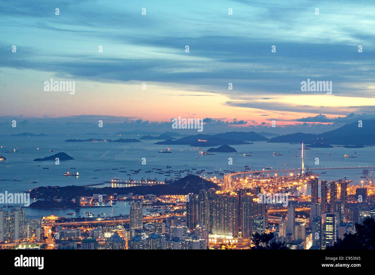 sunset in hong kong Stock Photo - Alamy