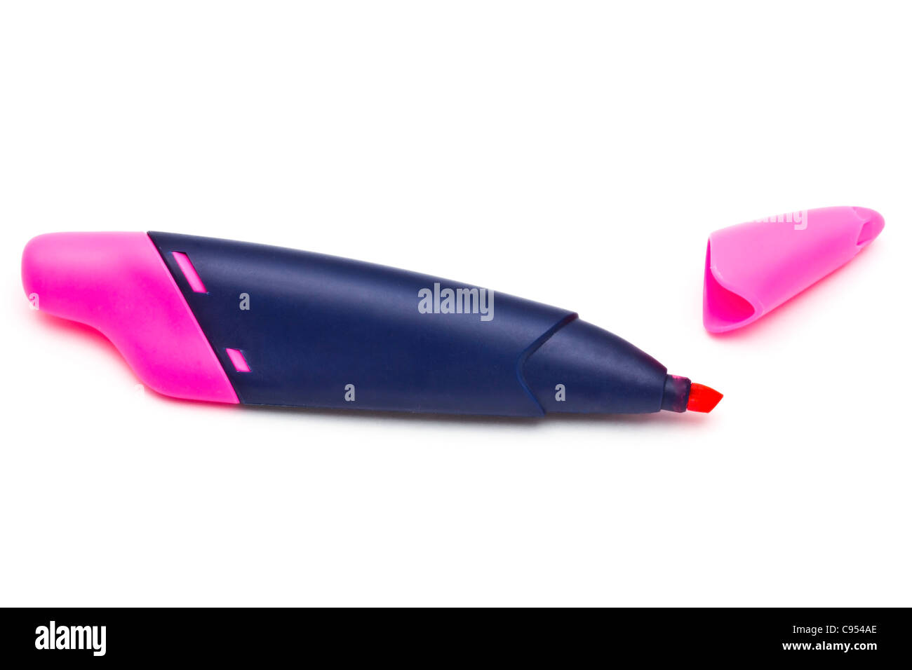 Pink highlighter isolated on white background Stock Photo - Alamy