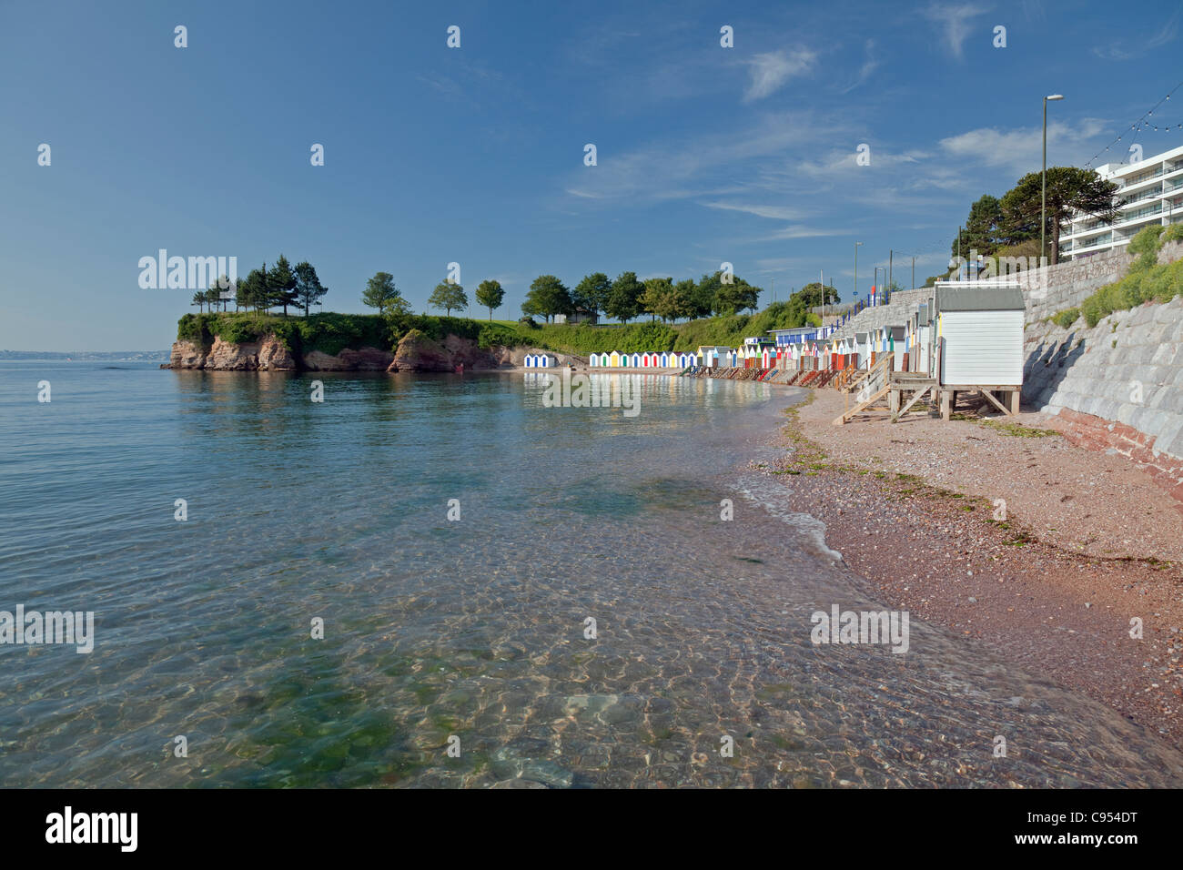 England Devon Torquay Corbyn's Beach with Beach huts Stock Photo - Alamy