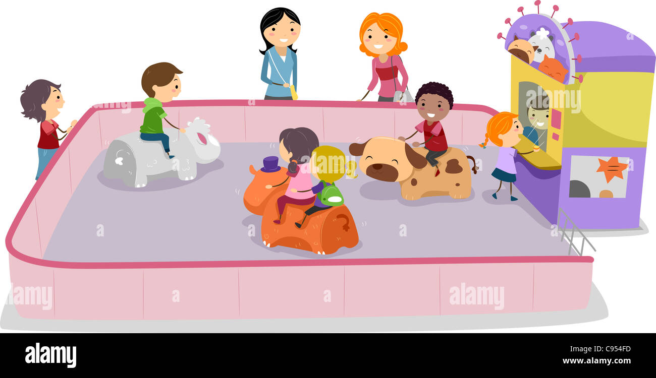 Illustration of Kids Playing Bump Ride Stock Photo - Alamy