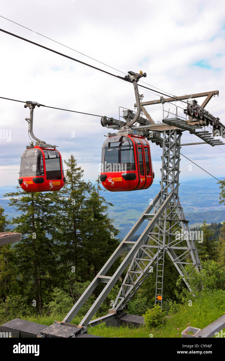 Cabins of the Mount Pilatus Cable Car, Lucerne, Switzerland Stock Photo ...