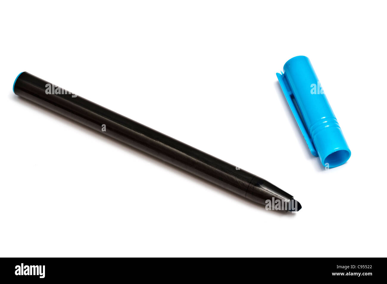 Blue highlighter isolated on white background Stock Photo - Alamy