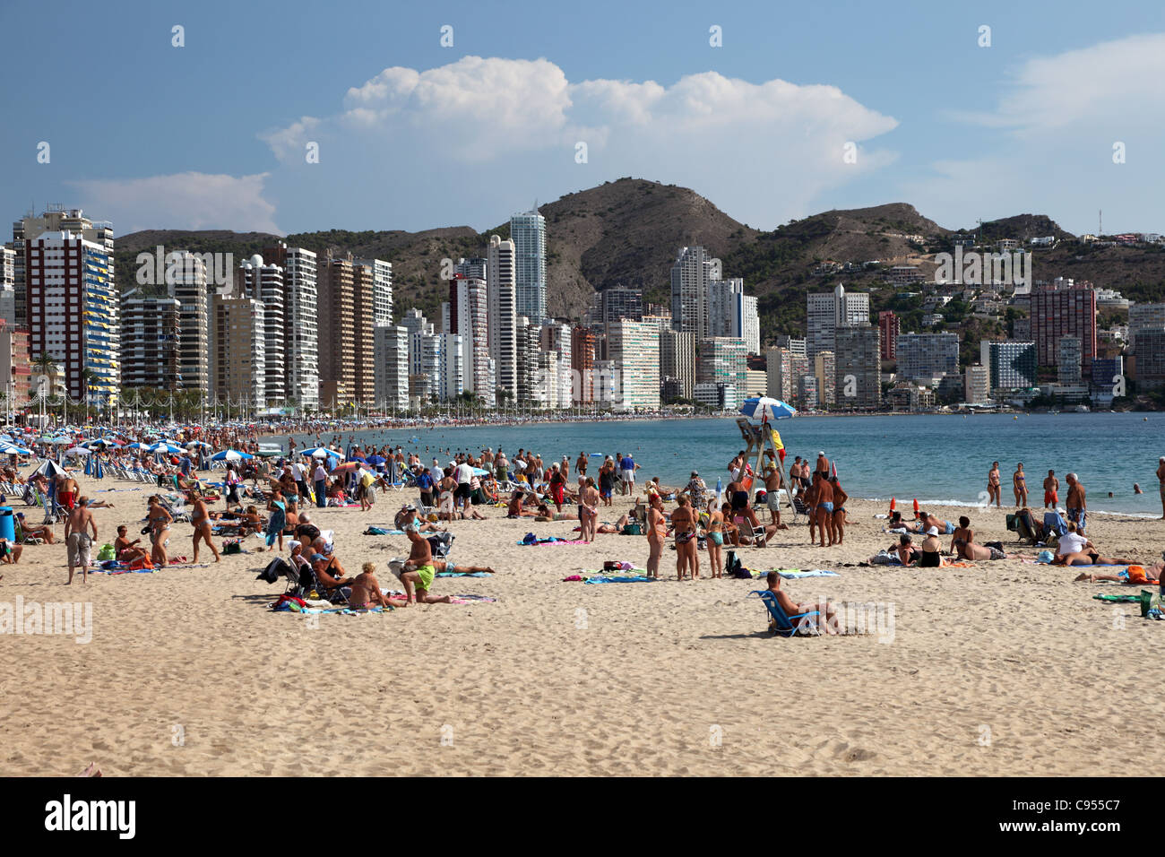 Benidorm beach sunbathing hi-res stock photography and images - Alamy