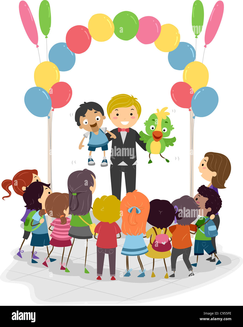 Illustration of a Ventriloquist Demonstrating His Talent Stock Photo ...