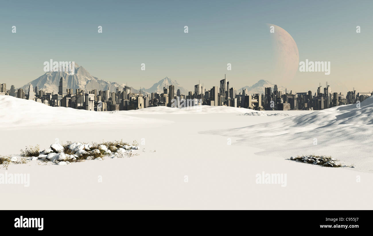 Futuristic city planet snow hi-res stock photography and images - Alamy