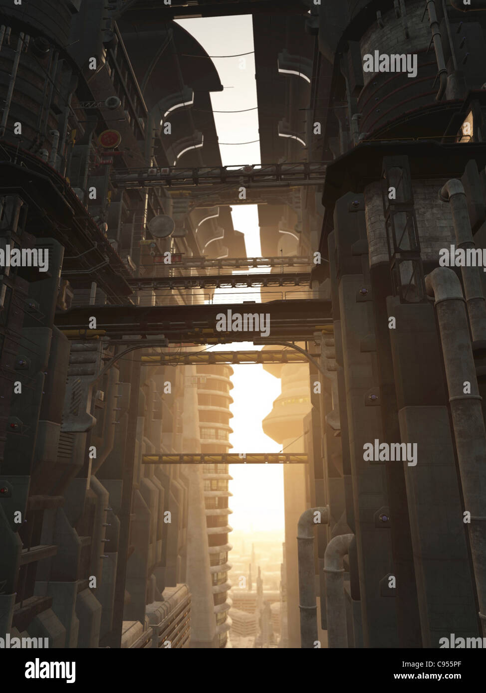 Futuristic City Towers Stock Photo - Alamy