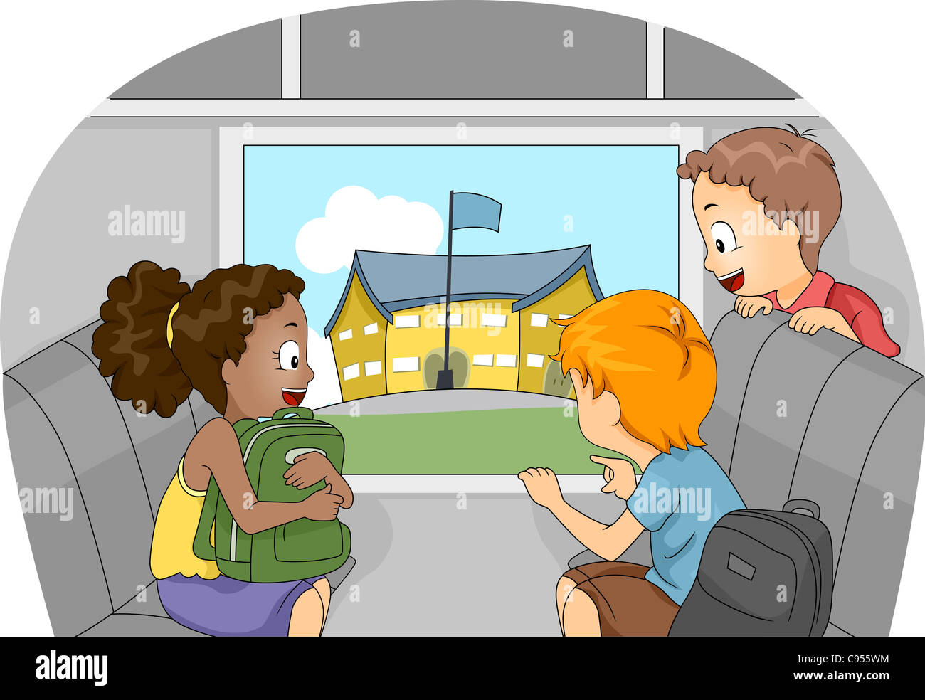 Illustration of Kids on a Field Trip to another School Stock Photo - Alamy