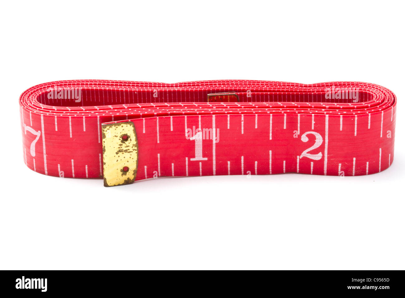 Tape measure closeup on white background Stock Photo - Alamy