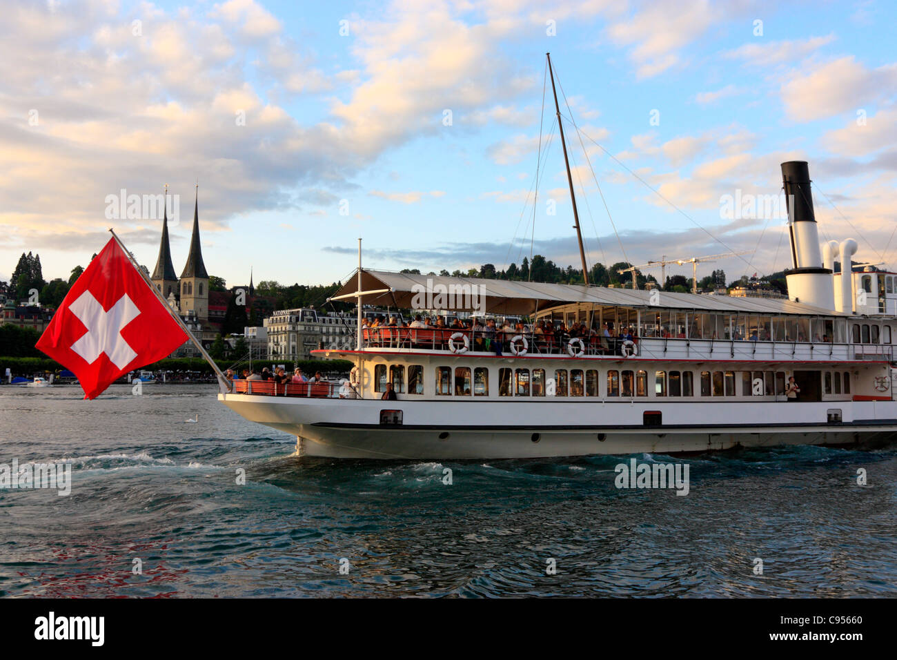 Paddle Wheel Tourist Steam Ship URI on Lake Lucerne, Switzerland Stock ...