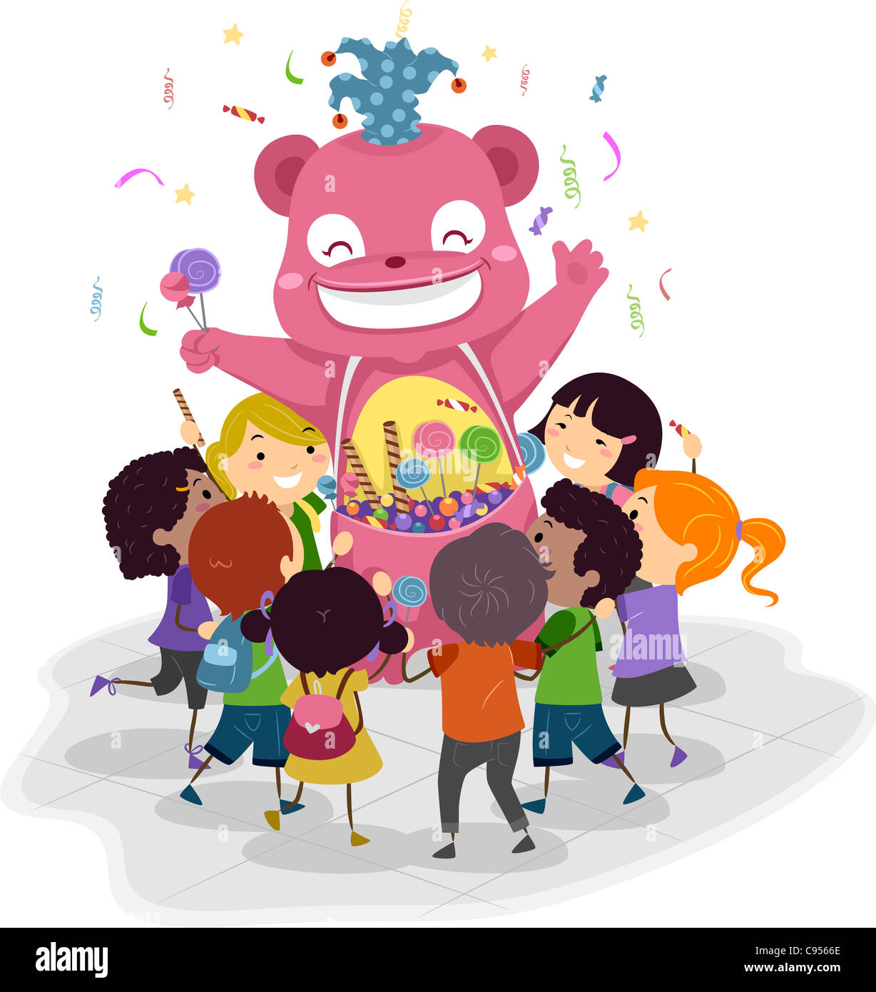 Illustration of a Candy Mascot Giving Candies Away Stock Photo - Alamy