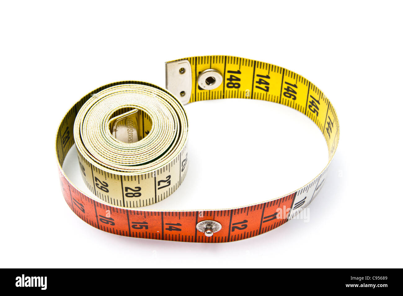 Tape measure closeup on white background Stock Photo - Alamy