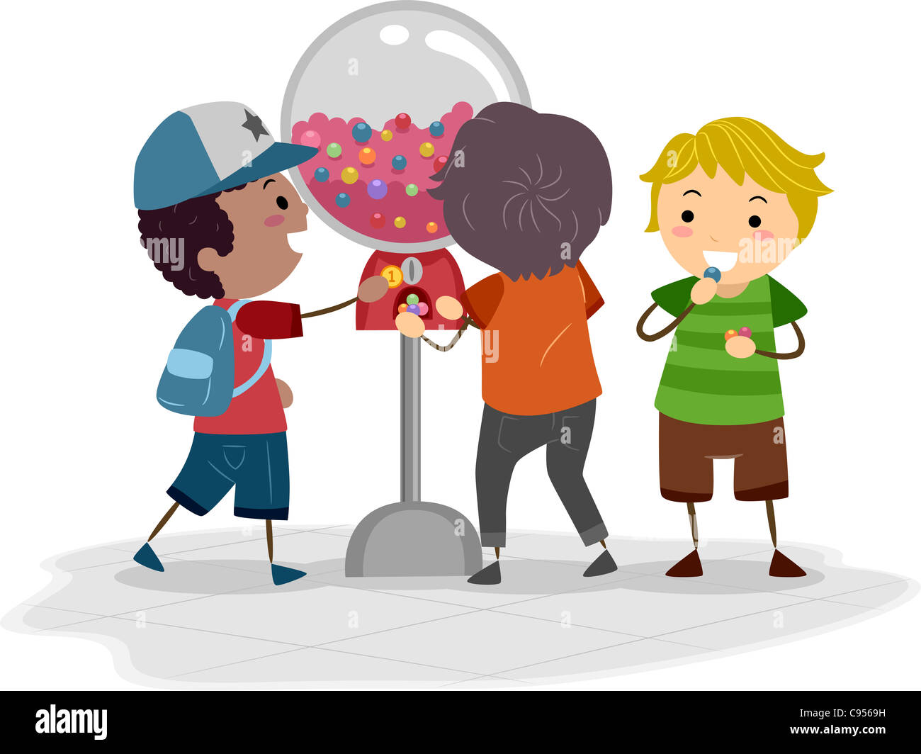 Illustration of Kids Using a Vending Machine Stock Photo - Alamy