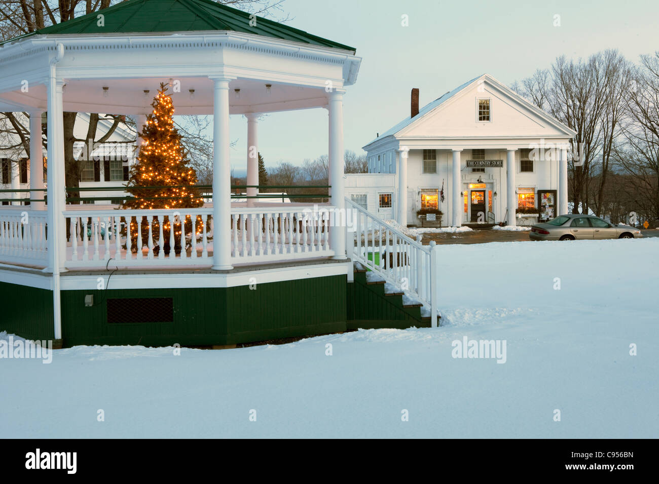 Christmas tree all lit up on the bandstand on Petersham Town Common ...