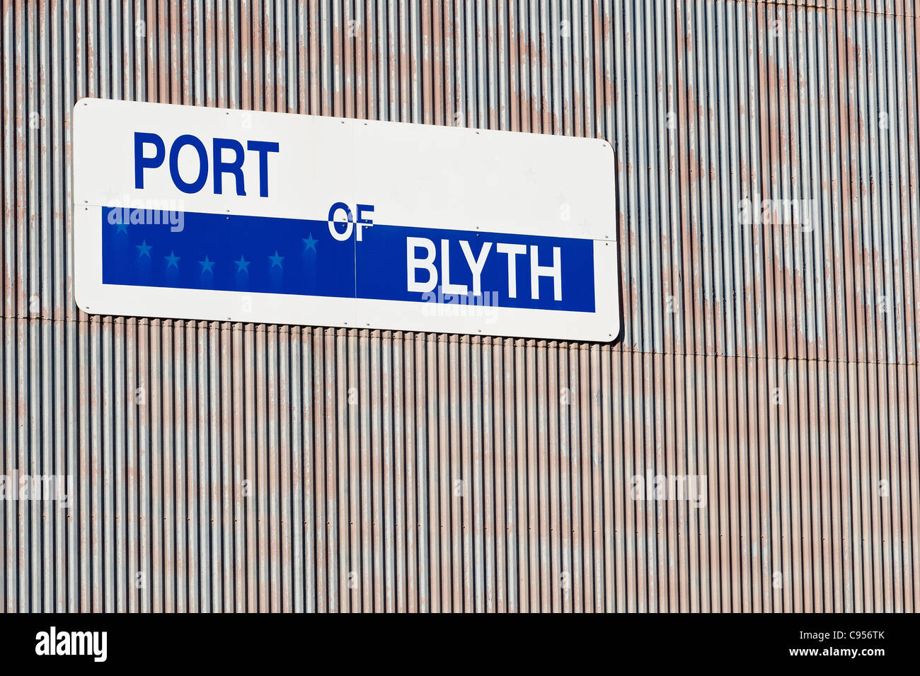 Sign on warehouse at the Port of Blyth on the NorthEast coast of ...