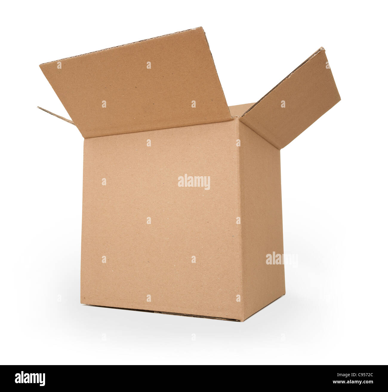 Cardboard box. Front View. With shadows and isolated on white Stock ...