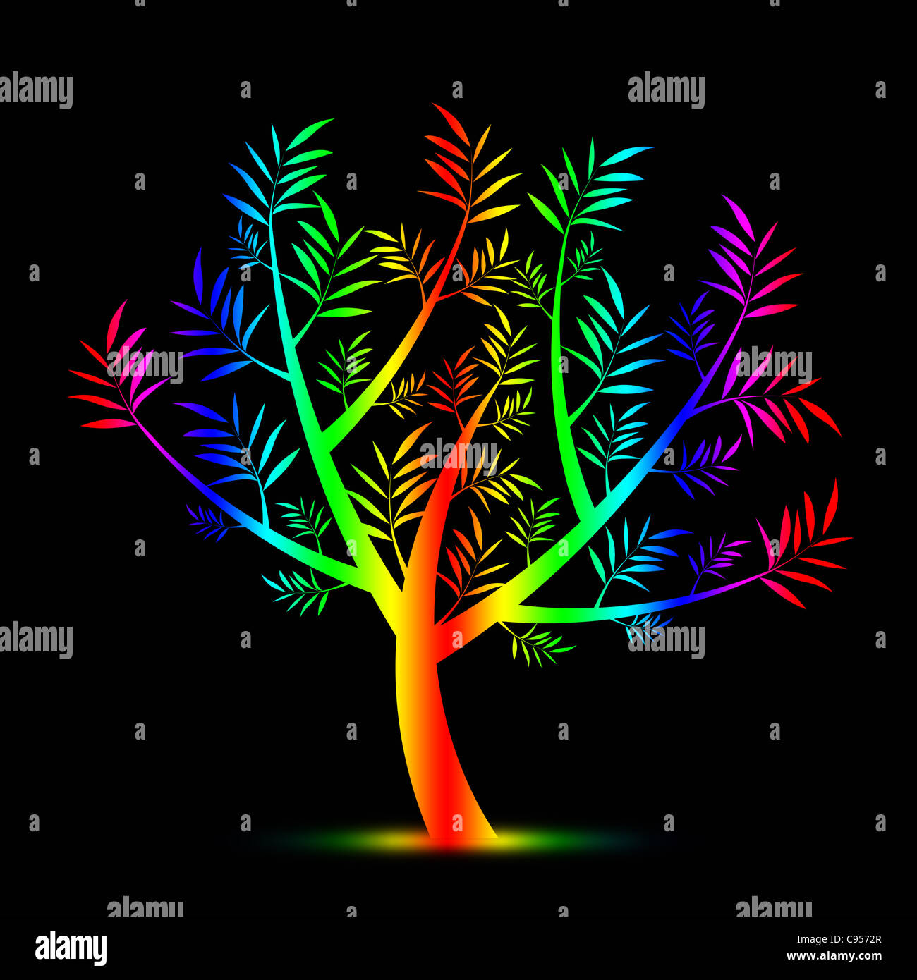 Colorful art tree isolated on black background Stock Photo - Alamy