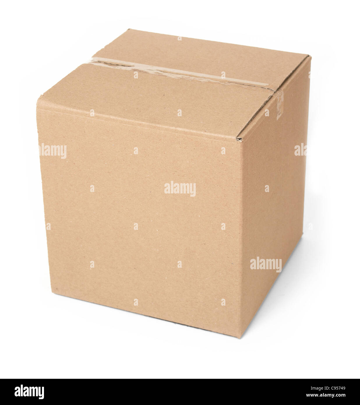Closed Cardboard box. Front View. With shadows and isolated on white ...