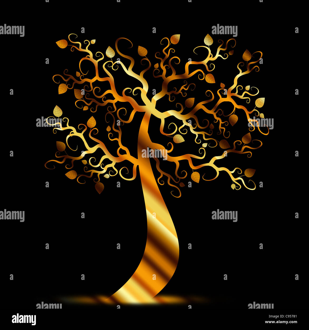Beautiful art tree isolated on black background Stock Photo - Alamy