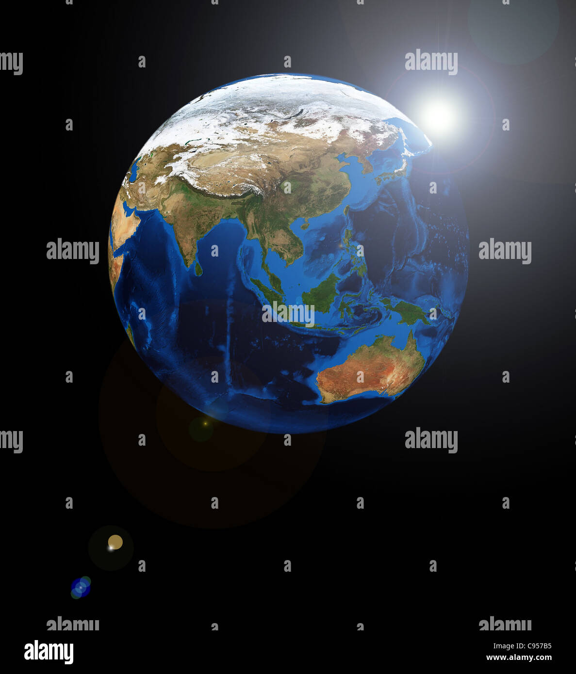 Europe and Asia on the Earth planet. Data source: Nasa Stock Photo - Alamy