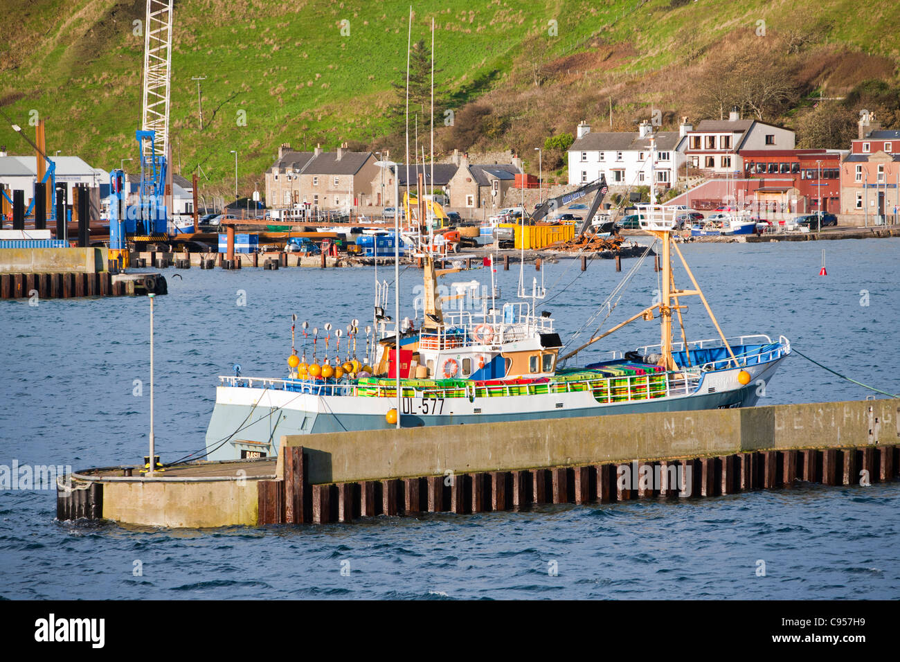 A fishing boat in Scrabster harbour, on Scotland's North Coast Stock ...