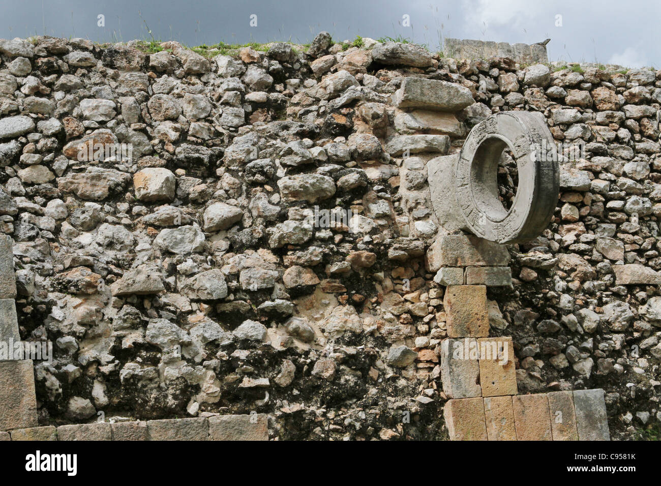 A stone ring at the ruins at Uxmal, Mexico Stock Photo - Alamy
