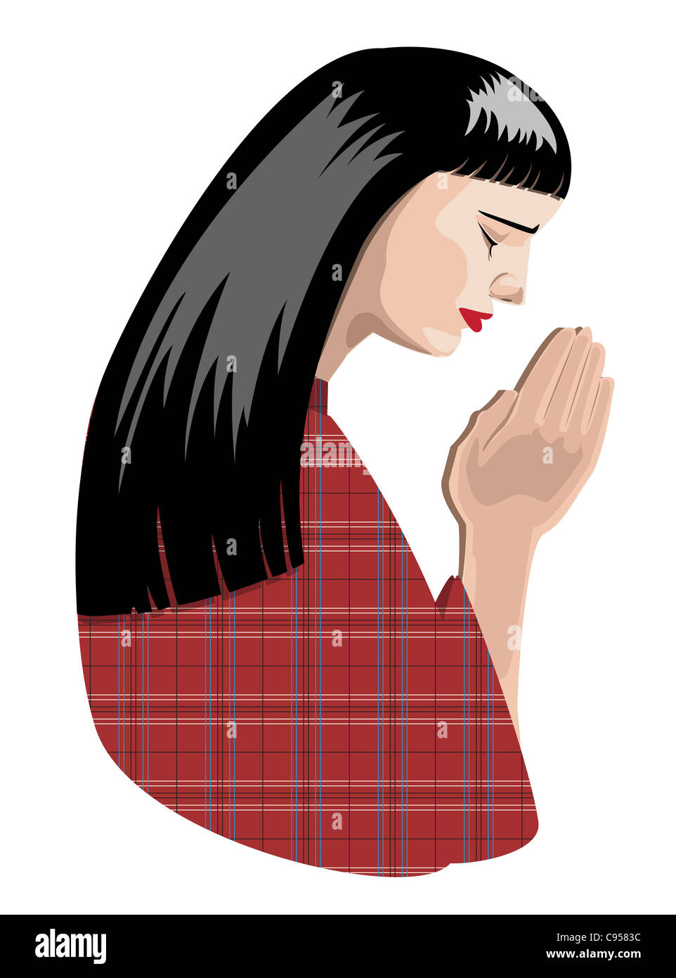 illustration of praying woman, vector format Stock Photo - Alamy