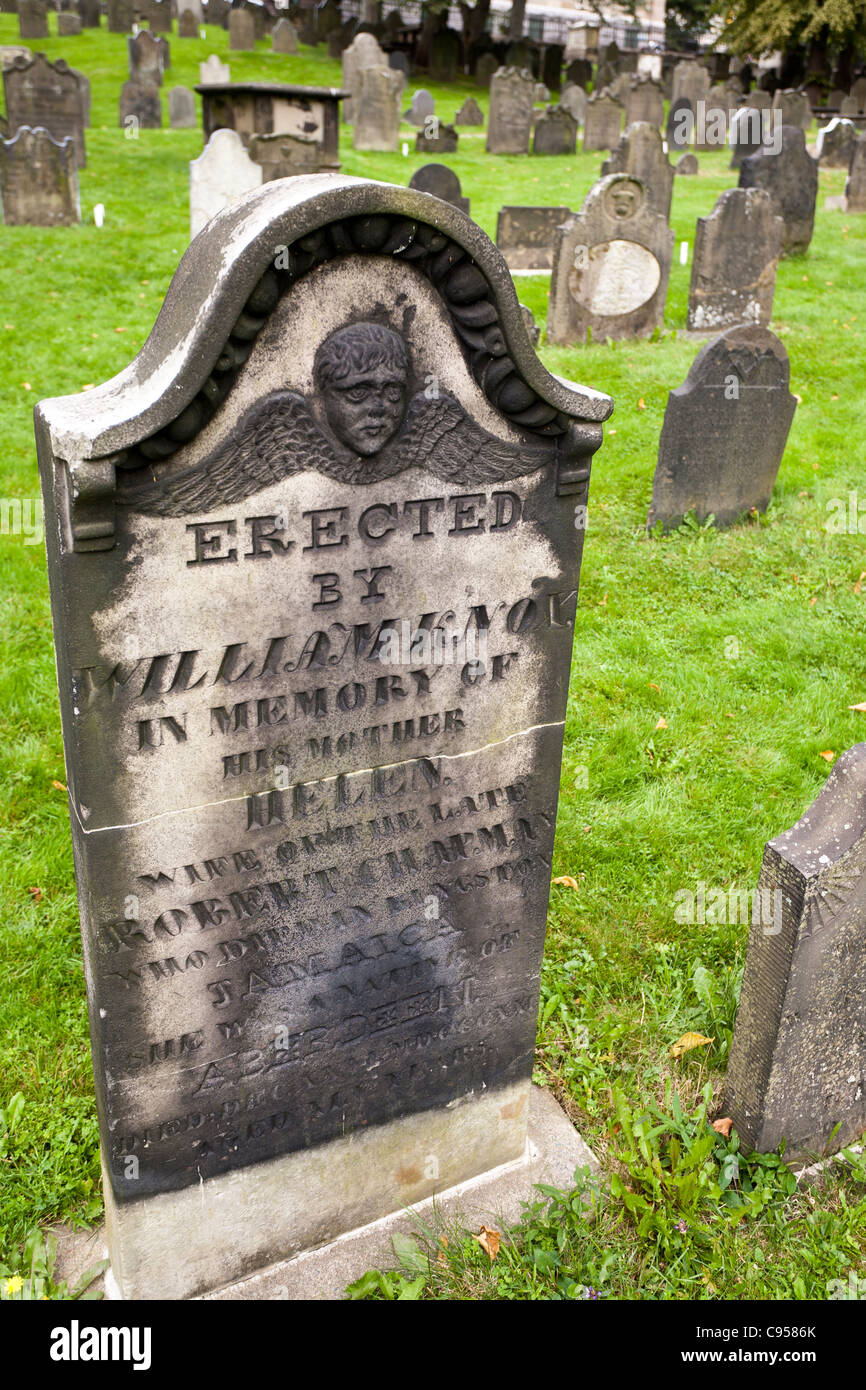 19th Century Gravestone. An example of a repaired gravestone in the old Halifax Burying Ground ...